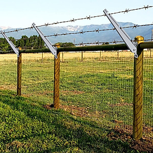 Hwedra Barbed Wire Arm for Flat or Surface Mount, Hot-Dip Galvanized Steel Barb Wire Arm Extender for PVC and Wood Fences, Barbed Wire Fence Extensions, All Bolts&Spanner Included 7Pcs…