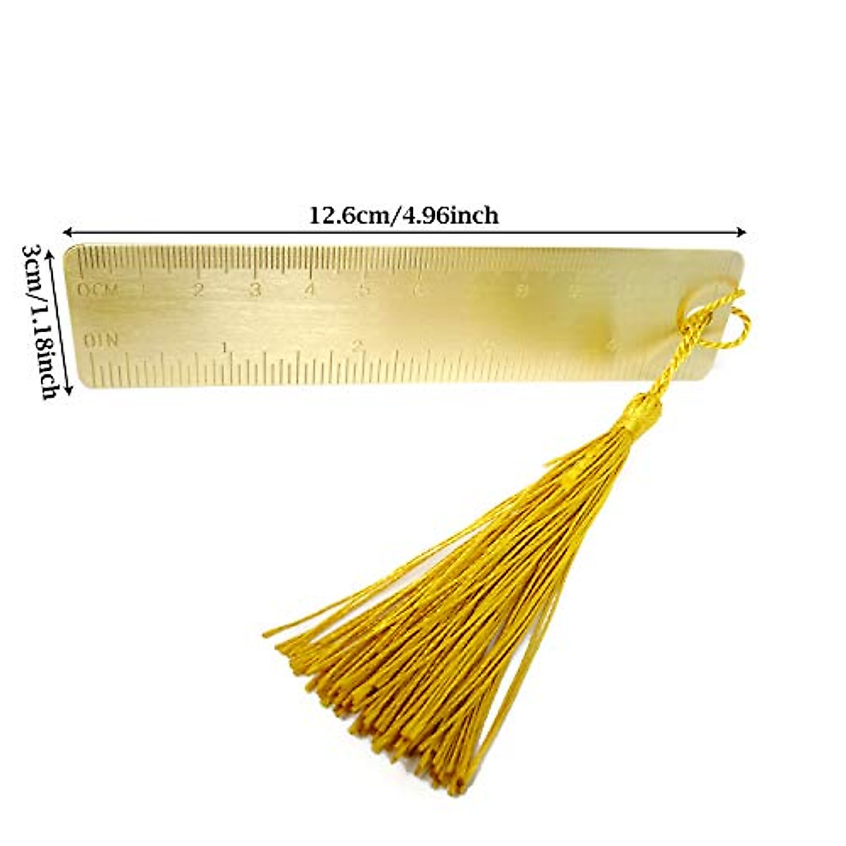 Honbay 2PCS Gold Brass Straight Rulers Metal Copper Bookmarks with Tassels for Home School Library or Travel (5 Inch)
