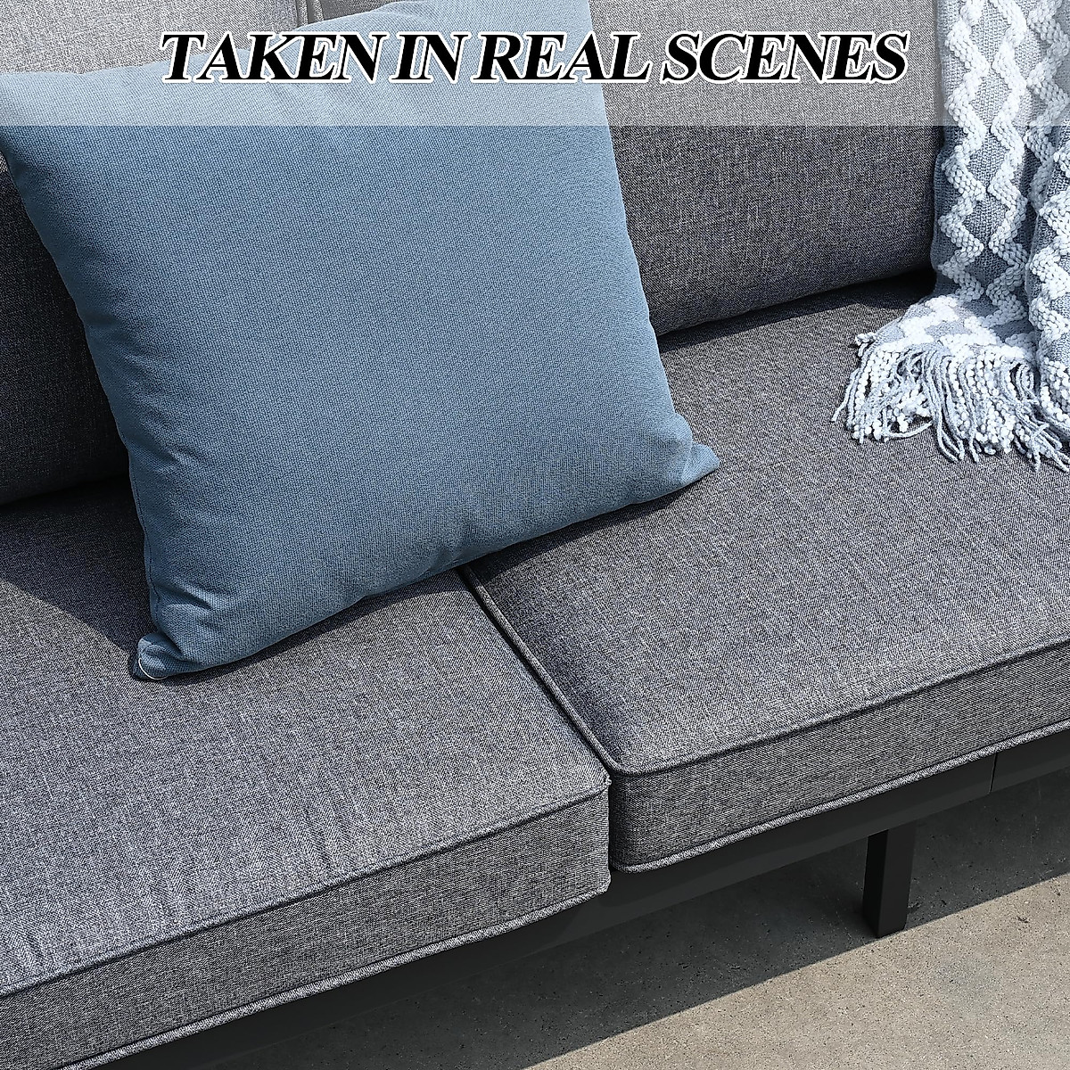 GARTOO Outdoor Aluminum Furniture Set - 4 Pieces Modern Patio Conversation Sofa Sets with Upgraded Removable Cushion, Outside Sectional Sofas Sets with Coffee Table for Balcony, Backyard, Poolside