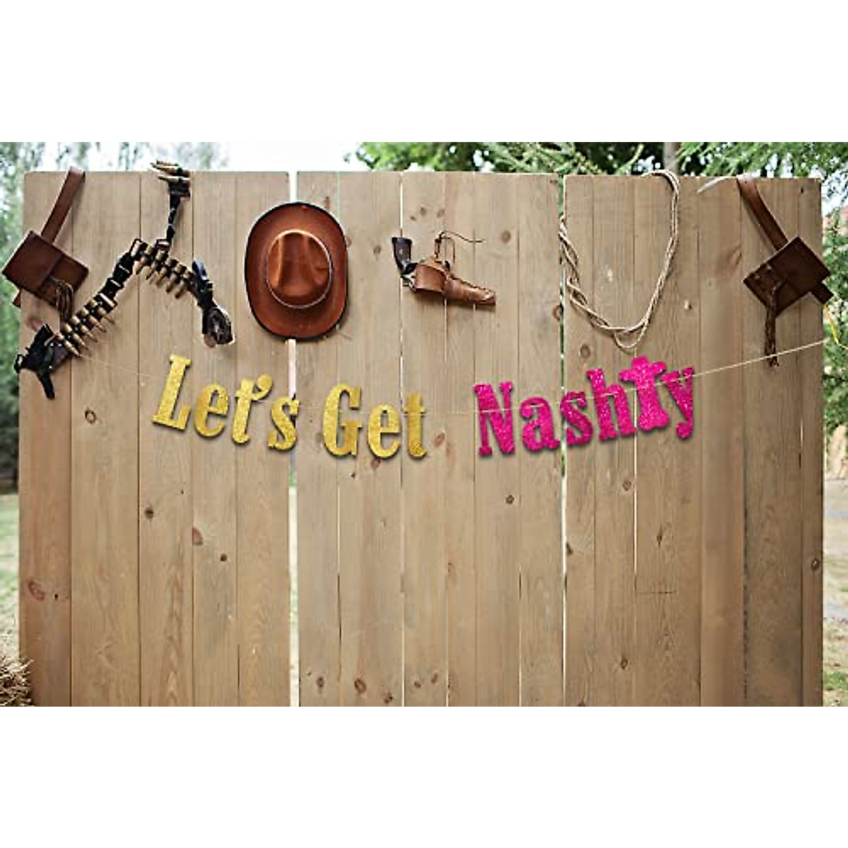 Nashville Bachelorette Party Glitter Banner – Western Cowgirl and Cowboy Bachelorette Party Decorations, Favors and Supplies