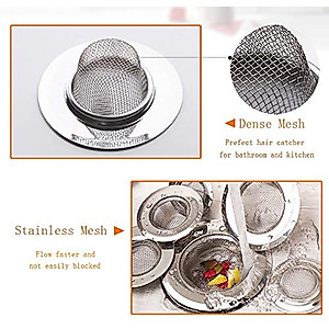 2 Pack - 2.13" Top / 1" Basket- Sink Strainer Bathroom Sink, Utility, Slop, Laundry, RV and Lavatory Sink Drain Strainer Hair Catcher. 1/16" Holes. Stainless Steel