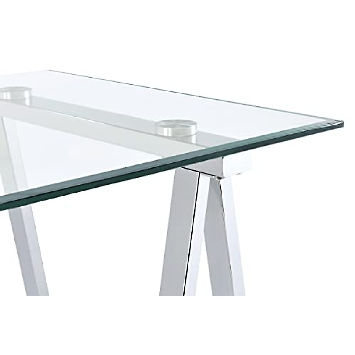 OSP Home Furnishings Middleton 47 Inch Desk with Clear Beveled Glass Top, Chrome Base