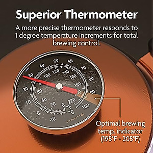 Vianté Pour Over Coffee Kettle with Thermometer for Exact Temperature 40 fl oz - Premium Stainless Steel Gooseneck Tea Kettle for Drip Coffee, French Press and Tea - Works on Stove and Any Heat Source