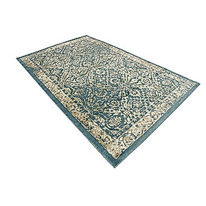 Unique Loom Oslo Collection Traditional Botanical Teal Area Rug (5' x 8')