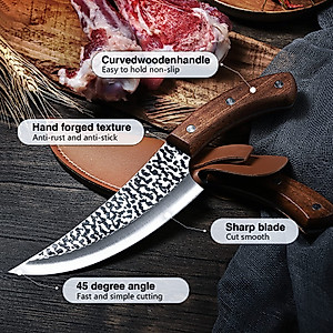 FONGSING Viking Knife cuchillos para carniceria Chef knife Butcher Knife Forged Boning Knives pocket knife husk knife hunting knife Camping knife is suitable for meat cutting BBQ Family Gathering