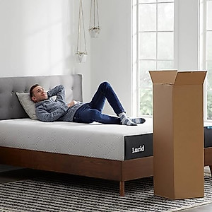 Lucid 12 Inch King Mattress – Plush Memory Foam Mattress – Bamboo Charcoal Foam – Gel Infused – Hypoallergenic Foam Mattress– Bed-In-A-Box- CertiPUR-US Certified White