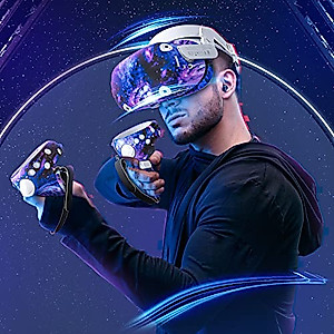 Silicone Cover Accessories Compatible with Oculus Quest 2丨Headset Silicone Face Cover丨Shell Cover丨Touch Controller Grip Cover丨Protective Lens Cover丨Disposable Eye Cover (Starry Purple)