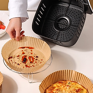 120PCS Air Fryer Disposable Paper Liner,Round Baking Paper for Air Fryer Oil-proof, Water-proof, Food Grade Parchment for Baking Roasting Microwave (Wood Pulp Color, 6.3 inch)