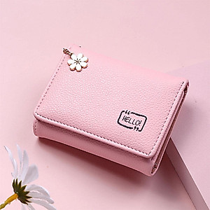 Segolike Women Wallet Mini Bifold Short Wallet with ID Window PU Leather Coin Purse Card Holder , Pink
