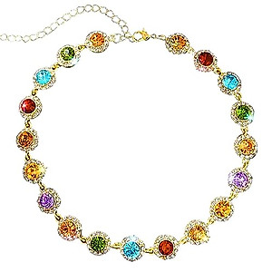 ACEDRE Colorful Crystal Choker Necklace Sparkly Rhinestone Chokers Necklaces Gold Chain Necklace Party Prom Neck Jewelry for Women(1-Colorful)