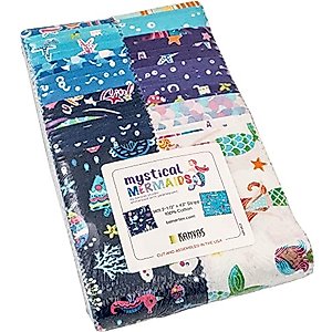 Kanvas Studio Mystical Mermaids Strip-Pies 40 2.5-inch Strips Jelly Roll Benartex