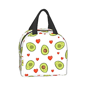 Avocado Heart Kawaii Lunch Box Travel Bag Picnic Bags Insulated Durable Shopping Bag Back To School Reusable Waterproof Bags For Man Woman Girls Boys