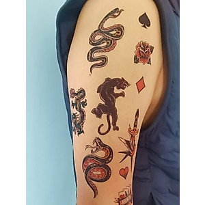 SanerLian Anchor Ship Temporary Tattoo Sticker Waterproof lighthouse Flowers Snake Adult Men Women Body Art 10.5X6cm Set of 24 (SF194)