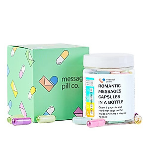 Capsule Letters Message in a Bottle - Couples Gifts Love Notes for Him or Her, Great Romantic Girlfriend and Boyfriend Gift - Includes 50 PCS of Written Love Pills Letters in a Bottle