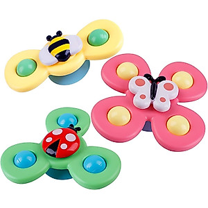 B bangcool 3PCS Spinner Toys Butterfly Cartoon Spinning Suction Toys Suction Cup Spinning Top Toy Spinner Toys Baby Bath Toy