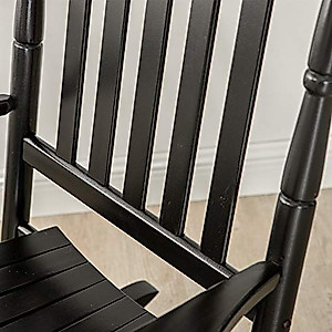 BplusZ KD-22B Black Wood Rocking Chairs Adult Patio Carved Vintage Outdoor Indoor