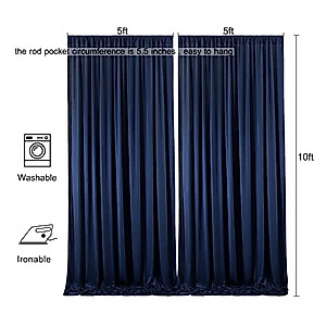 10x10 Navy Blue Backdrop Curtain for Parties Wrinkle Free Photo Curtains Backdrop Drapes Fabric Decoration for Wedding Birthday Party Baby Shower 5ft x 10ft,2 Panels
