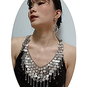 ZLTdream Women's Belly Dance Tower Shape Metal Hip Scarf Gold