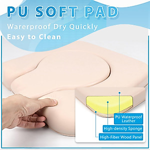 Deftyolo PU Commode Seat Cushion with Sponge Padded,C Shape Waterproof Soft Pad,Suitable for Bedside Commode Chairs,Raised Toilet Seats(Beige)