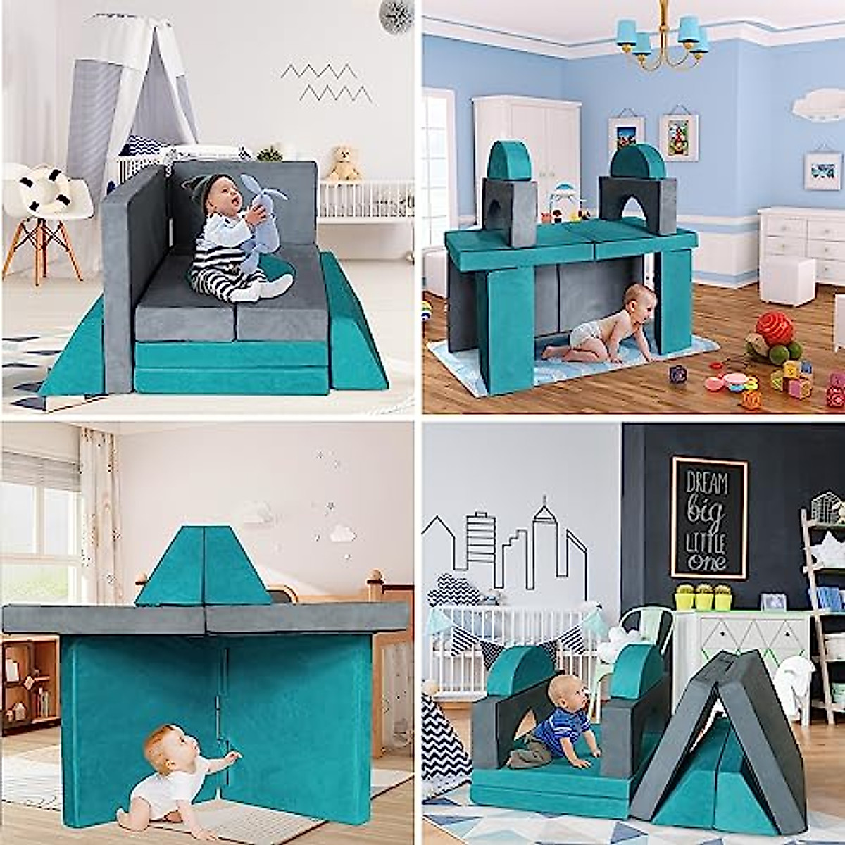 RELIANCER 8PCS Modular Kids Play Couch,Kid's Foam Couches for Playroom,Toddler to Teen Sectional Sofa Play Set,Childrens Nugget Couch,Playhouse Foam Block Playset,Fort Couch,Baby Climbing Couch Set