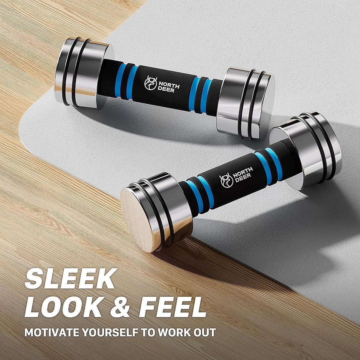 Hand Weight Set of 2 for Women 5lb Pair (3lb/4lb/5lb) Adjustable Dumbbells with Foam Handles Chrome Home Exercise Gym Workout (Standard-Finish 5lb×2)