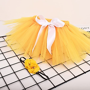 Gouldianfinch Infant Baby Girls 1st Birthday Outfits Bee Printed Romper Tutu Skirt with Bowknot Toddler Princess Dress(Bee, 12-18 Months)