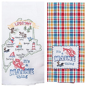 2 Piece Kay Dee Designs Home State Of Maine Embroidered Kitchen Towel Bundle
