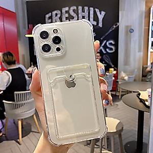 Tuokiou Compatible with iPhone 14 Pro max Case,Clear Protective Card Slot Case, Slim Fit Drop Resistant Soft TPU Wallet Case with Bumper, Cute Card Holder Pocket Case for iPhone 14 Pro max (Clear)