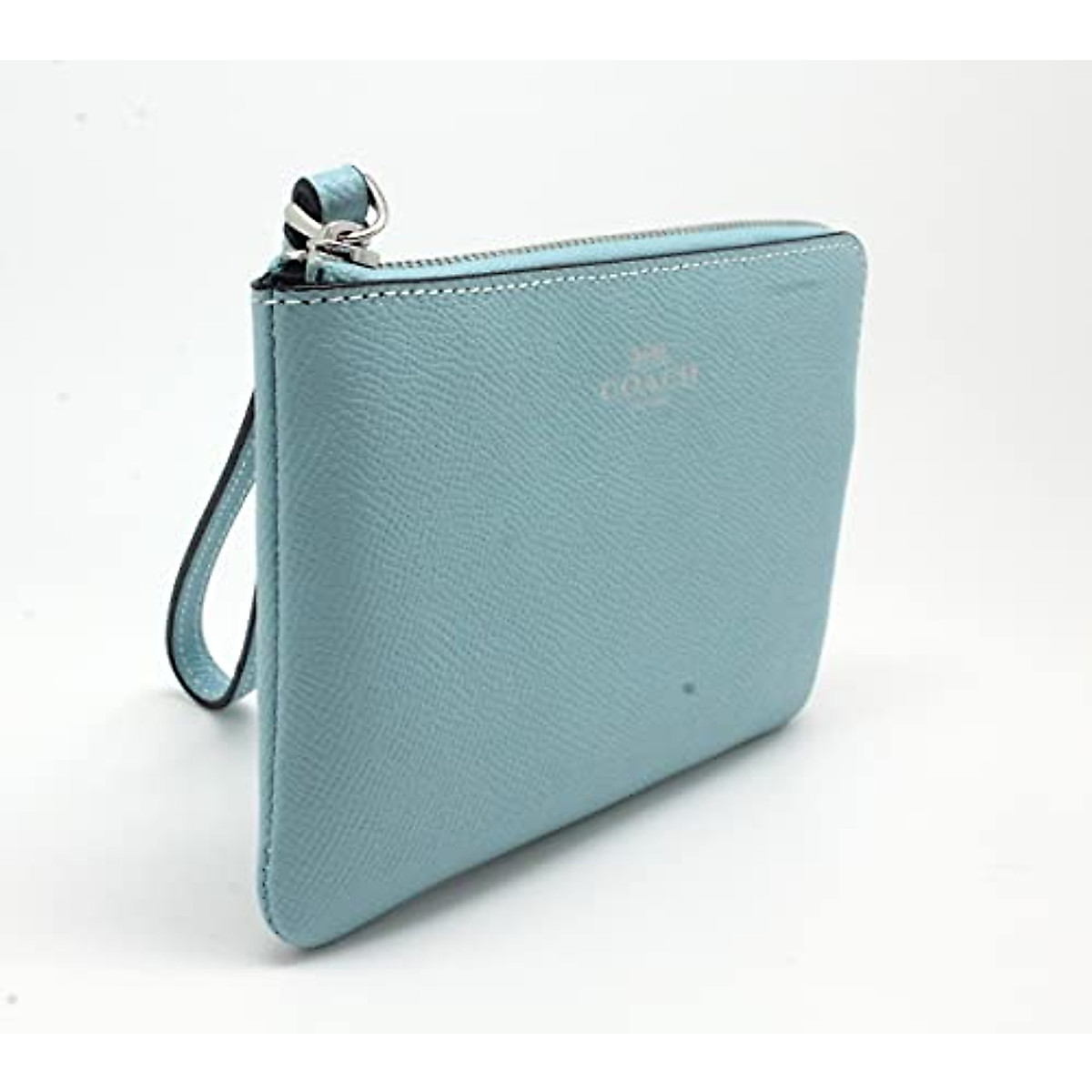 Coach Women's Corner Zip Wristlet in Crossgrain Leather (Waterfall)