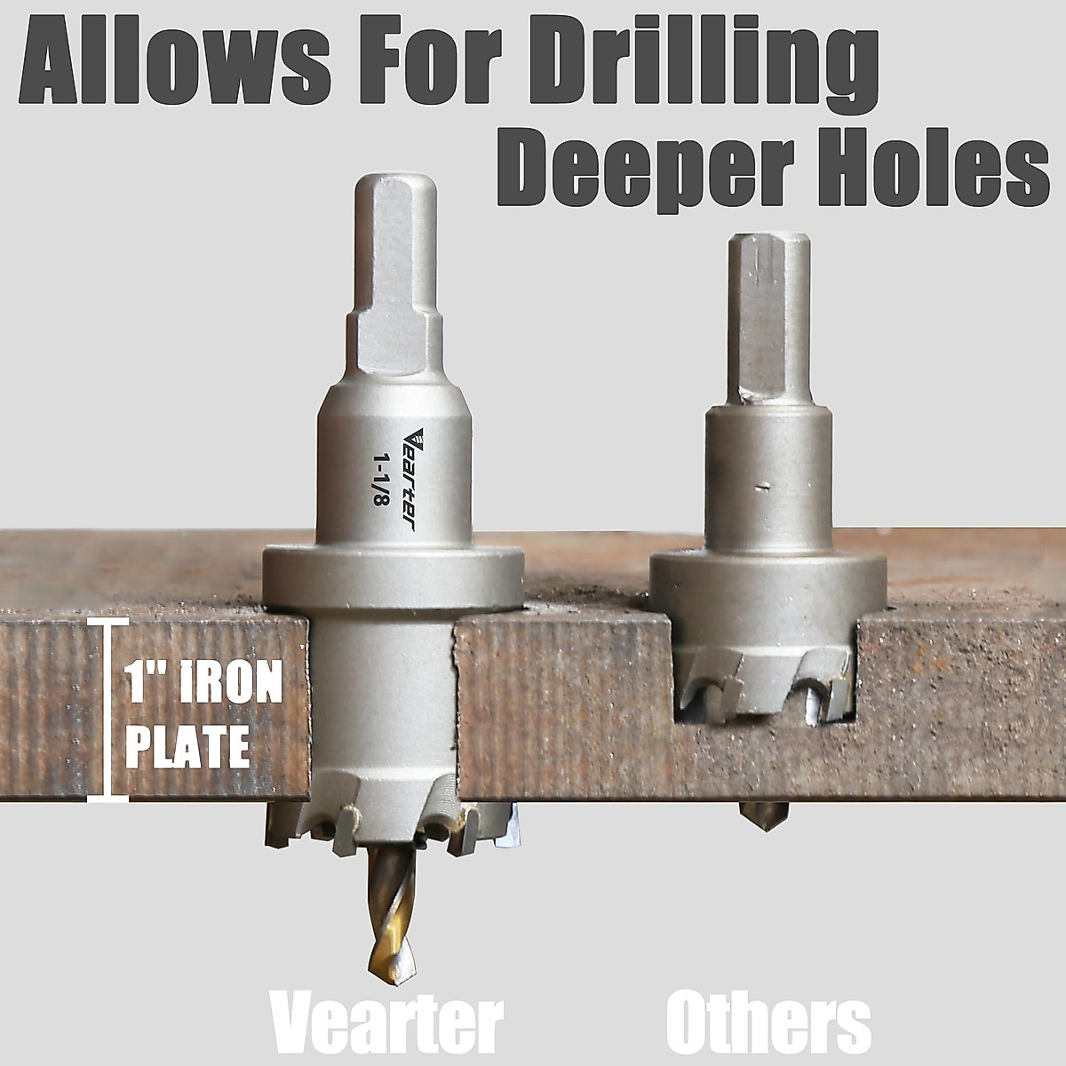Vearter 10PCS TCT Hole Saw Kit, 5/8''-2'' Carbide Bits Set with Pilot Drill, for Hard Metal, Stainless Steel, Iron, Aluminium, Alloys, Plastics