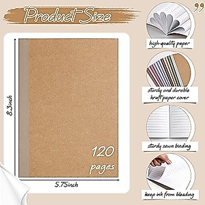 Harloon 12 Pcs Back to School A5 Composition Notebook Journals 8 in x 5.75 in College Ruled Kraft Notebooks with Rainbow Spines Small Lined Composition Book for School Office Home Kid Women 60 Sheet