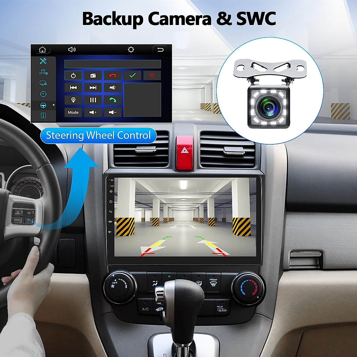 Car Stereo MP5 Player for Honda CRV 2007-2011 Car Radio with Apple Carplay Android Auto Mirror Link, 9" Touch Screen Car Radio with Bluetooth Backup Camera FM SWC Dual USB Input