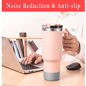 KTKUDY 2Pcs Silicone Boot for Stanley Quencher Tumbler H2.0 30 oz 40 oz & IceFlow 20 oz 30 oz & Intended for Hydro Flask Water Bottle 12-24 oz - Protective Cup Bottom Accessories Fits Stanley Cup