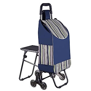 Generic Climb Stairs Hand Truck Portable Shopping Trolley Large Capacity Hand Truck Folding Shopping Cart for Home Shop Garage,Can Hold 330 Lbs (A)