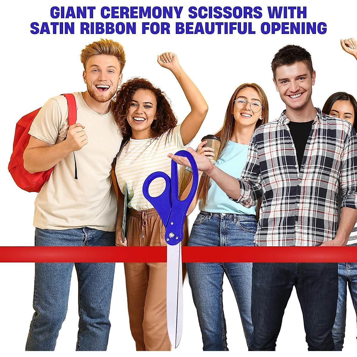 25" Blue Grand Opening Scissors – Blue Giant Scissors for Ribbon Cutting Ceremony Heavy Duty Scissors Giants Ribbon Cutting Scissors for Special Events Inaugurations and Ceremonies
