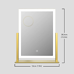 Gvnkvn Lighted Makeup Mirror, Hollywood Vanity Mirror with Lights, Three Color Lighting Modes, and Detachable 10X Magnification Mirror, Smart Touch Control, 360°Rotation (15.2in.)
