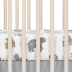Lambs & Ivy Woodland Forest White/Gray Animal 100% Cotton Baby Fitted Crib Sheet