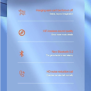 Vetitkima Bluetooth Earbuds with Ear Hook, Wireless Headphones Stereo Bluetooth 5.2 Sports Waterproof Headphones with Mic Earphones