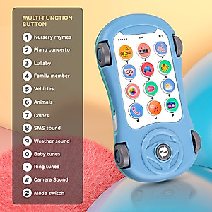 Baby Toy for 1 Year Old Boy Kids Phone Cars Early Education Learning Baby Musical Car Phone Toys with Star Light and Sound Toy Star Projector Music Gifts for Toddlers 1 2 3 Year Old Boys Girls