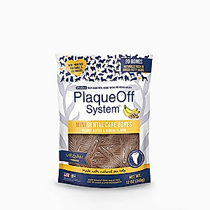 ProDen PlaqueOff Sytem Mini Dental Care Bones - Peanut Butter Banana - 12 oz, Brown