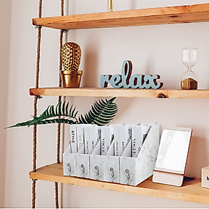 15 Packs Marble Magazine File Holder Bulk Collapsible Magazine Folder Organizer Desktop File Holder Storage Box Cardboard File Rack Book Bins with Labels for A4 Size Document Home School Office Favors