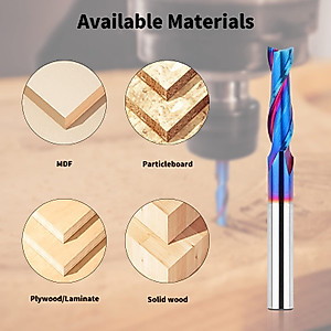EANOSIC Upcut Spiral Router Bits 1/4 inch Shank, 1/4 inch Cutting Diameter Solid Carbide with Nano Blue Coating CNC Router Bits End Mill for Wood Cut, Carving, Edge Trimming