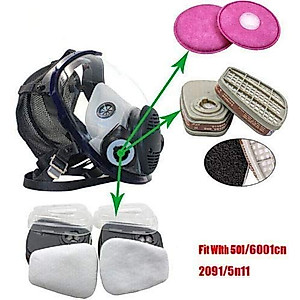 15in 1 Reusable Full Face Respirator Widely Used in Paint Sprayer, Chemical,Woodworking,Dust Protector