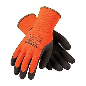 3 Pack Powergrab 41-1400 Thermal Hi-Vis Orange/Black Cold Condition Work Gloves (XLarge)