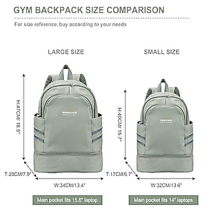 Gym Backpack for Women with Shoes Compartment & Wet Pocket, Large Travel Backpack Waterproof, Sports Backpack Gym Bag,Green