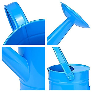 SUQ I OME 1.5L Small Metal Watering Can -Garden Outdoor Watering Can Bucket - Small Portable Indoor Watering Equipment with Anti-Rust Powder Coating Treatment Blue