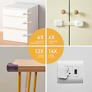 Seegar Baby Proofing Kit, 41 Packs Baby Safety Kit with Upgraded Cabinet Locks, Corner Guards and Outlet Covers-Babyproofing Your House