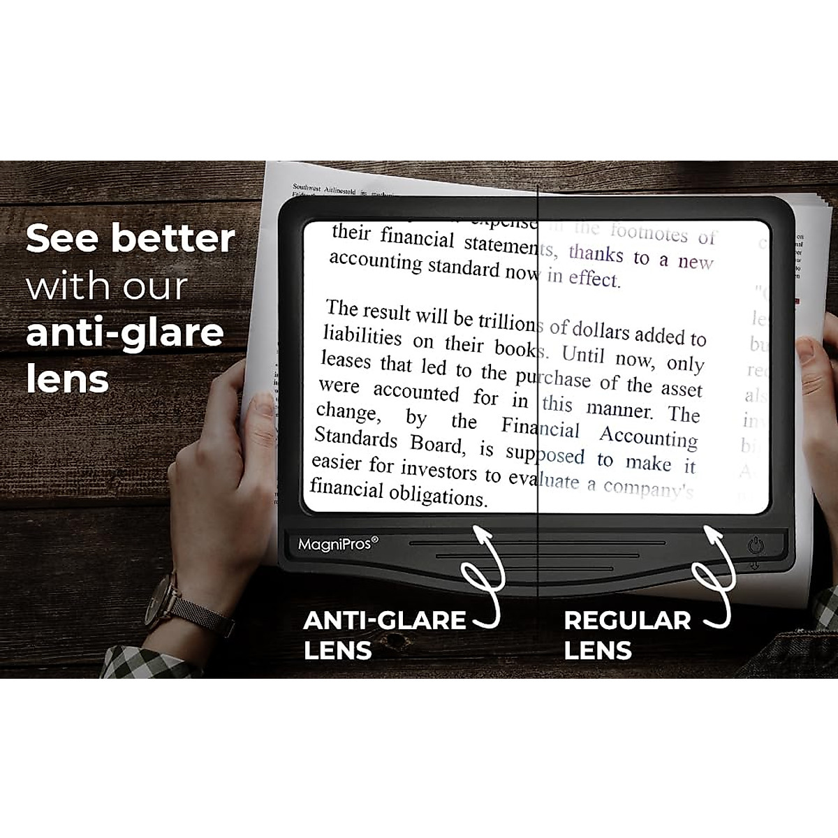 3X Large Ultra Bright LED Page Magnifier with 12 Anti-Glare Dimmable LEDs (Provide More Evenly Lit Viewing Area & Relieve Eye Strain)-Ideal for Reading Small Prints & Low Vision
