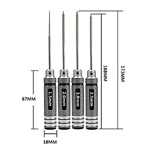 OFNMY 4pcs Hex Screw Driver Tools Kit Set 1.5mm 2.0mm 2.5mm 3.0mm Metric RC Helicopter Screw driver