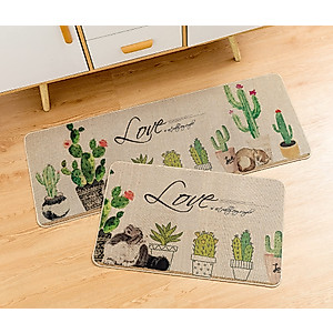 Kitchen Rugs and Mats - Anti Fatigue Kitchen Floor Mats Non Skid Kitchen Floor Mats Rubber Back Absorbent Kitchen Rug Set 2 Piece 17''x29''+17''x47'' LISIBOOO